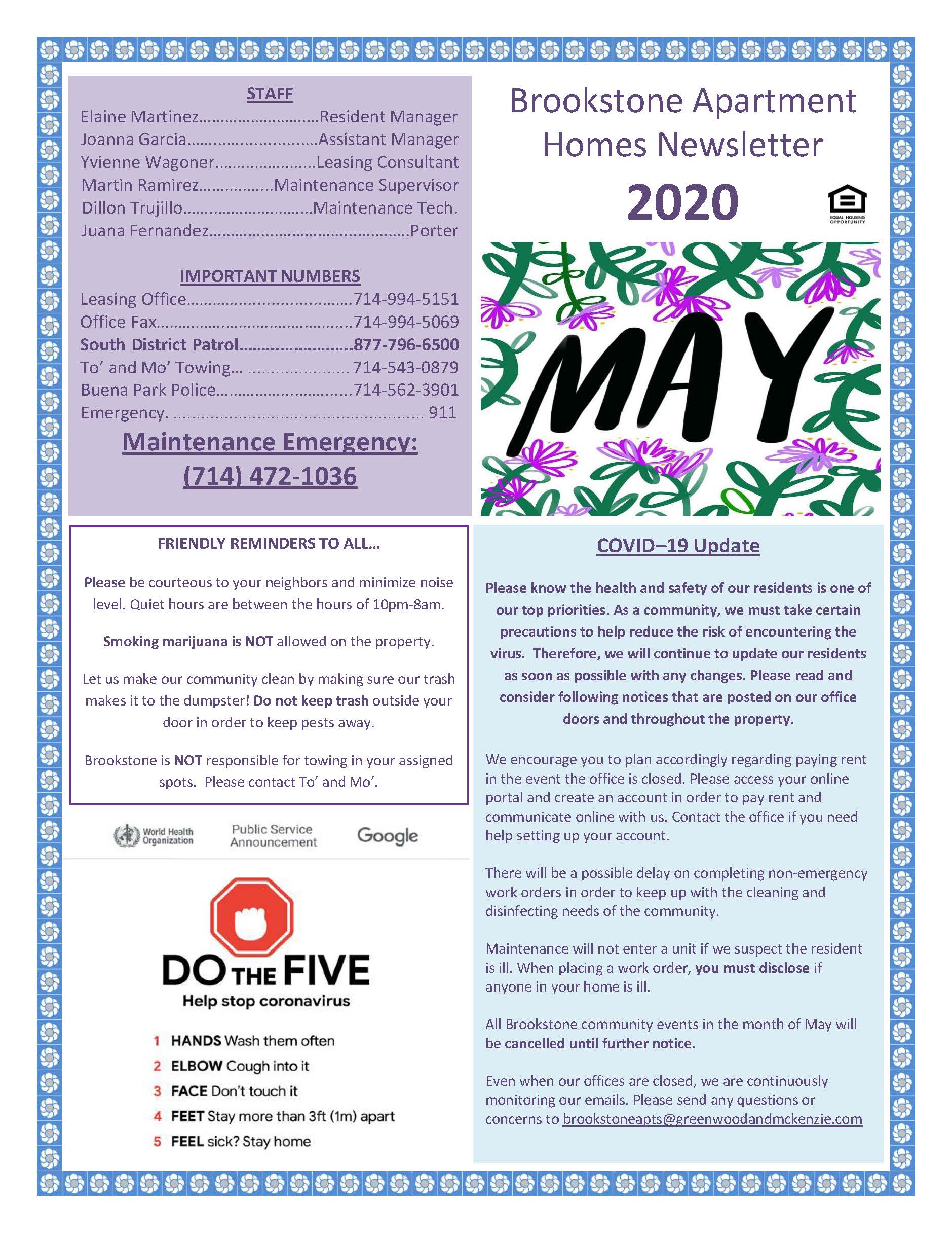Resident Newsletter - May