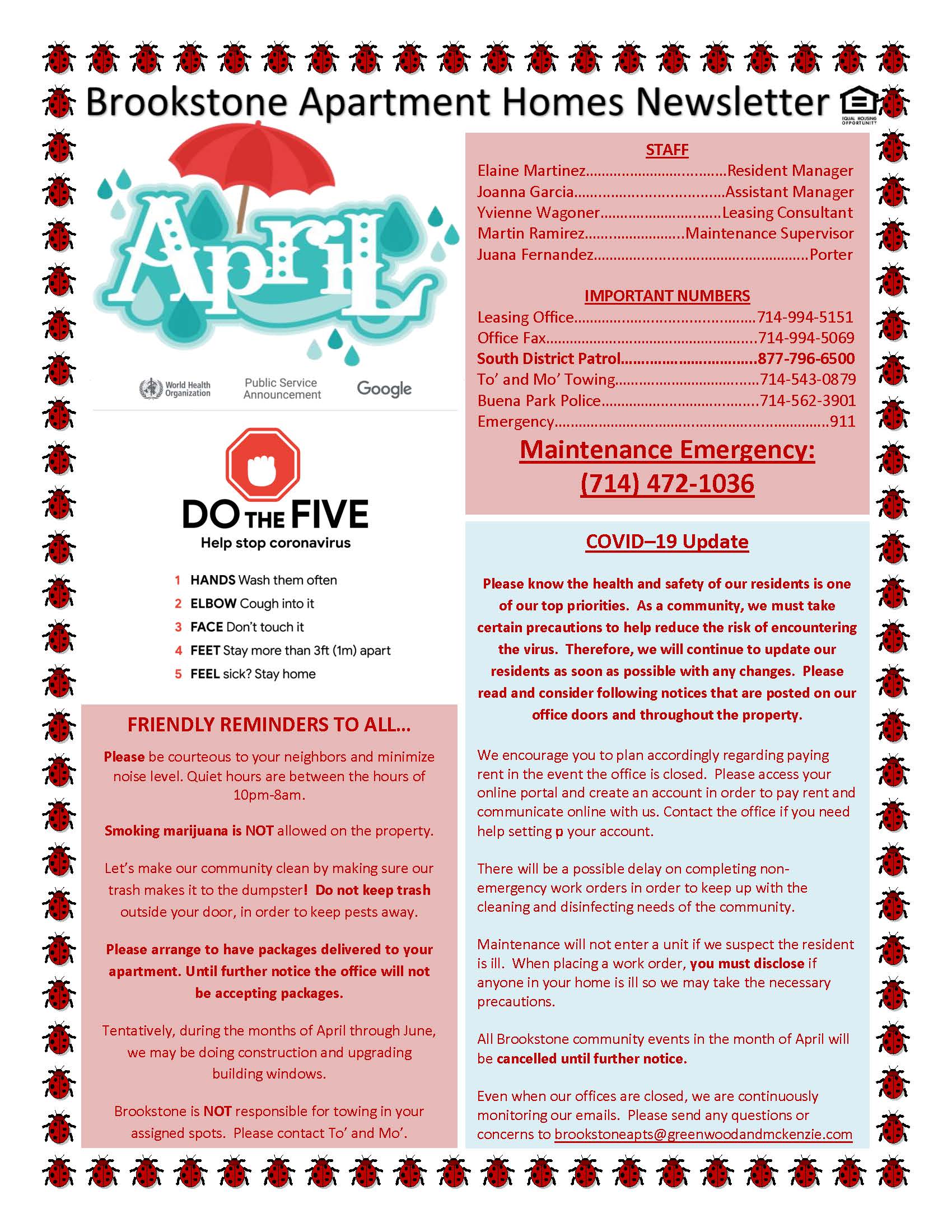 Resident Newsletter - April