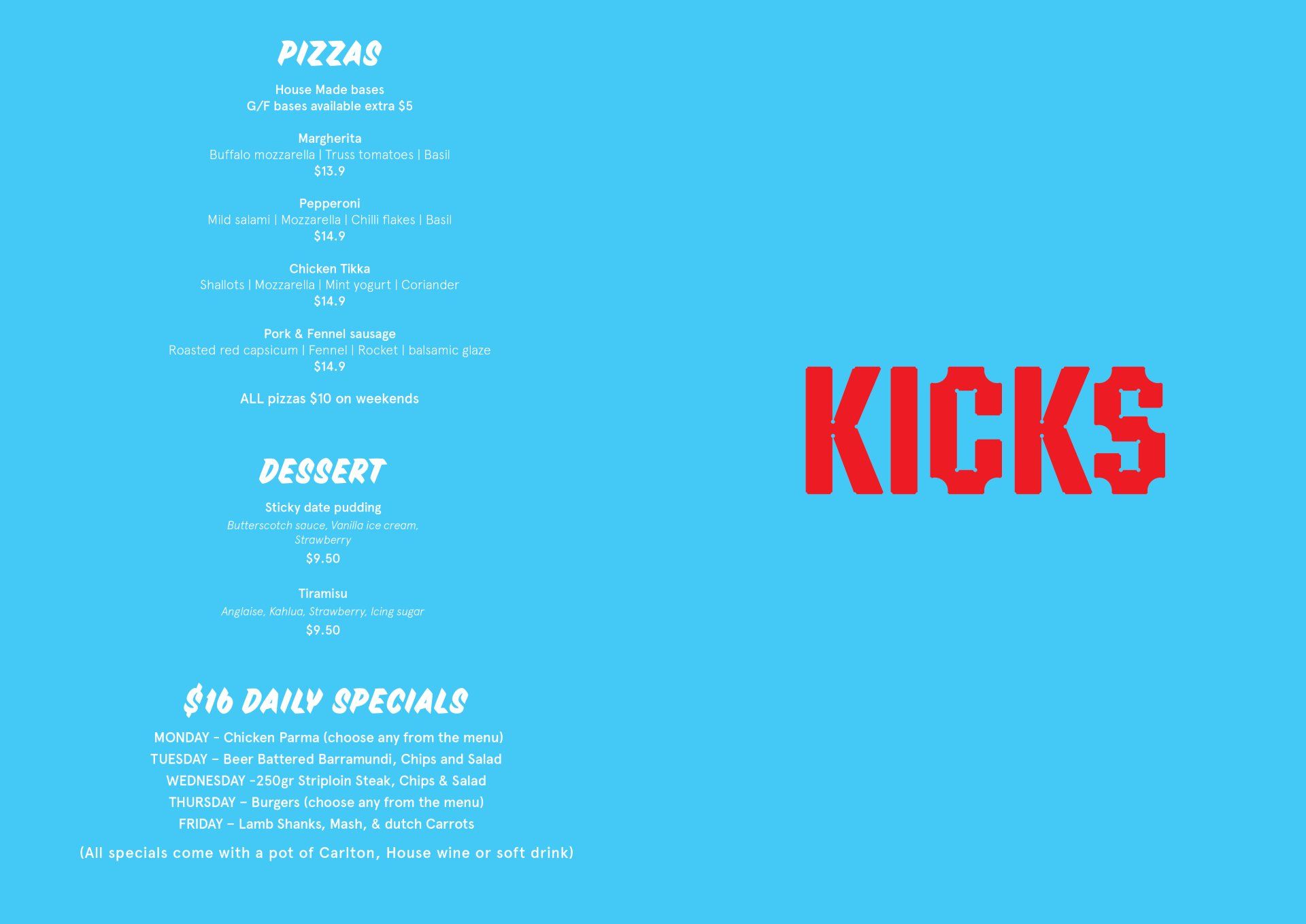 KICKS Melbourne Sports Restaurant and Bar.