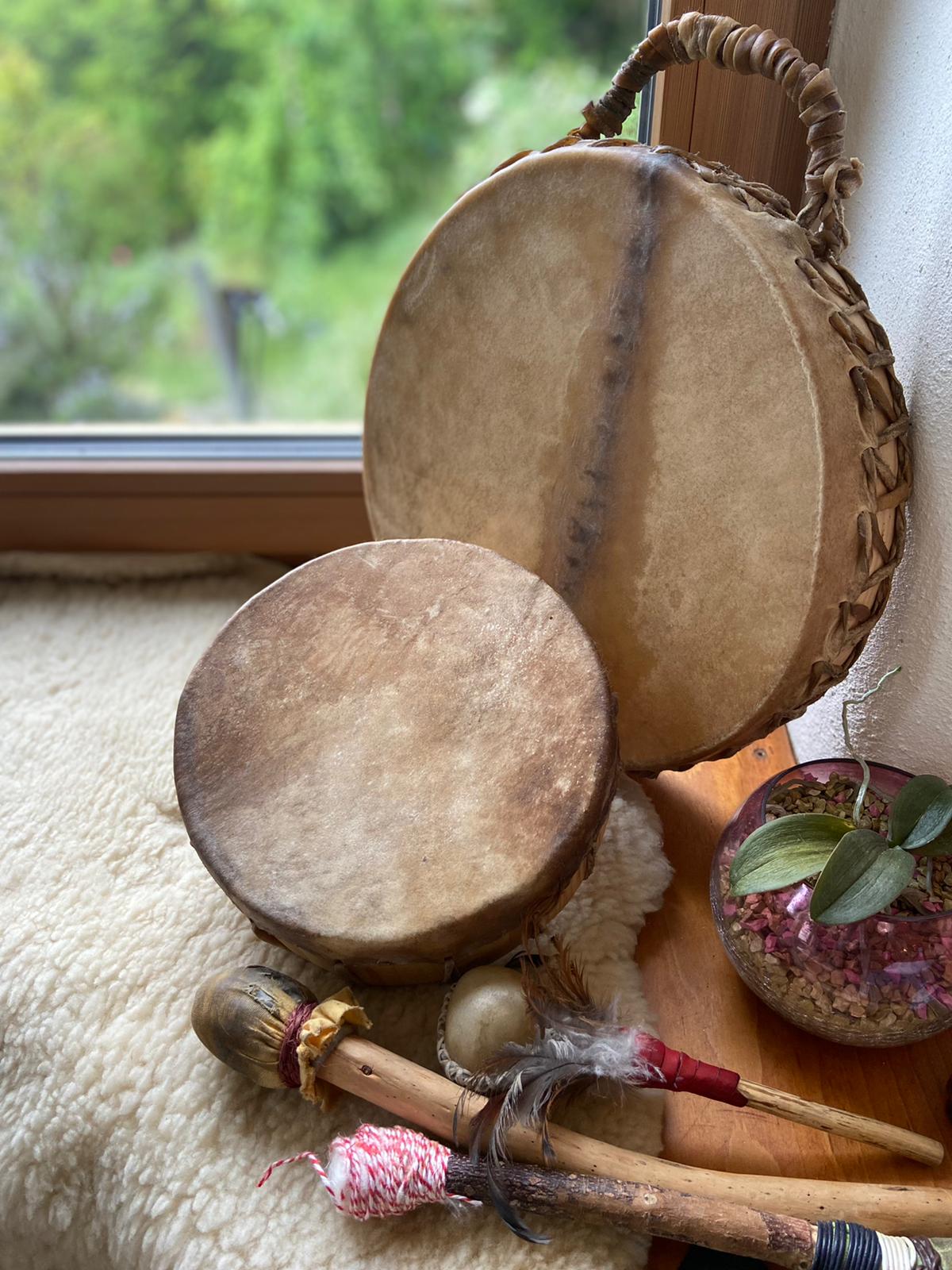 Ancestors Inipi drum making course at Ananda Eden