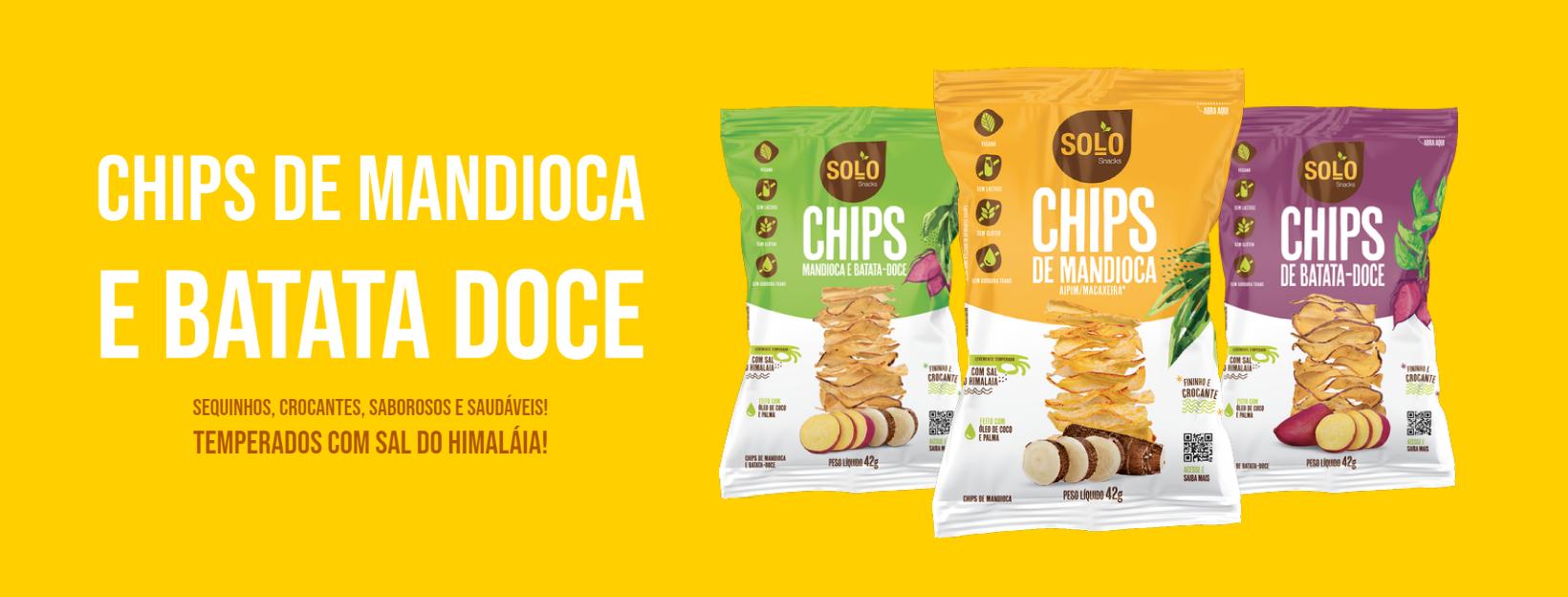 Solo Snacks | Fruta Pocket | Chips de Mandioca | Chips de Batata Doce