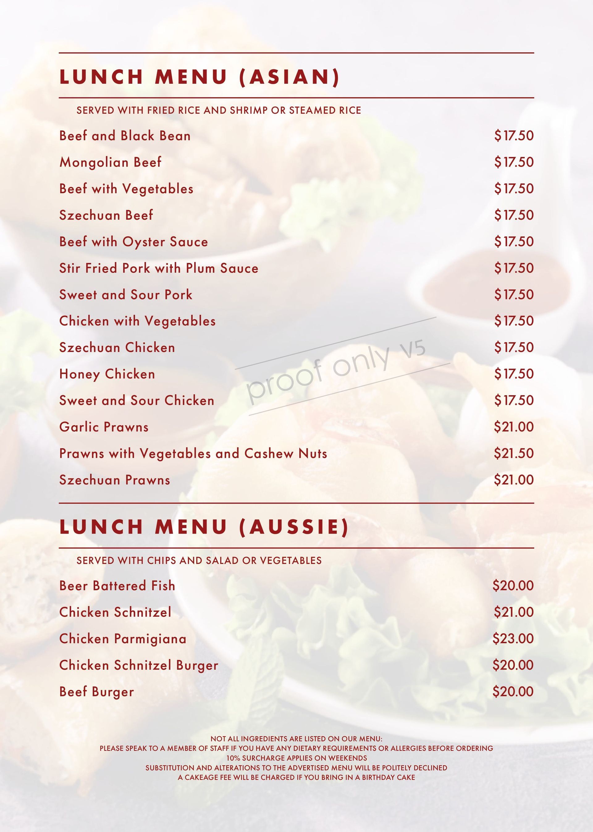 Bistro Menu | Midlands Ballarat RSL