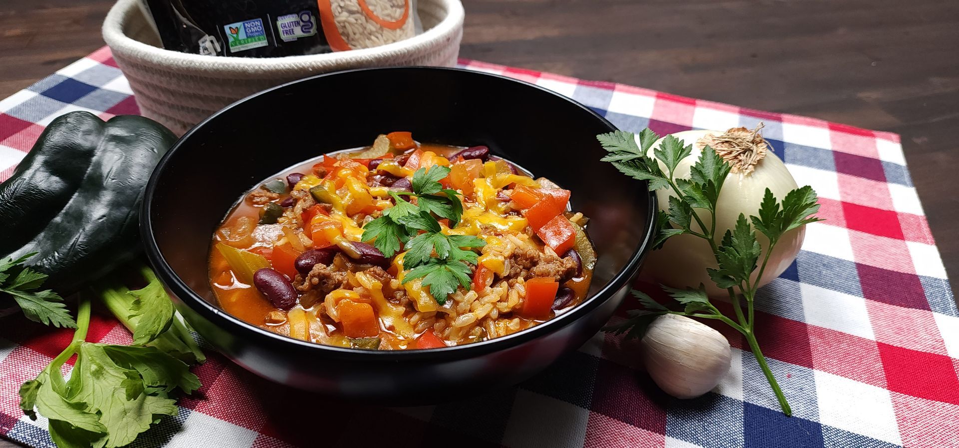 Spicy Ground Beef & Brown Rice Chili