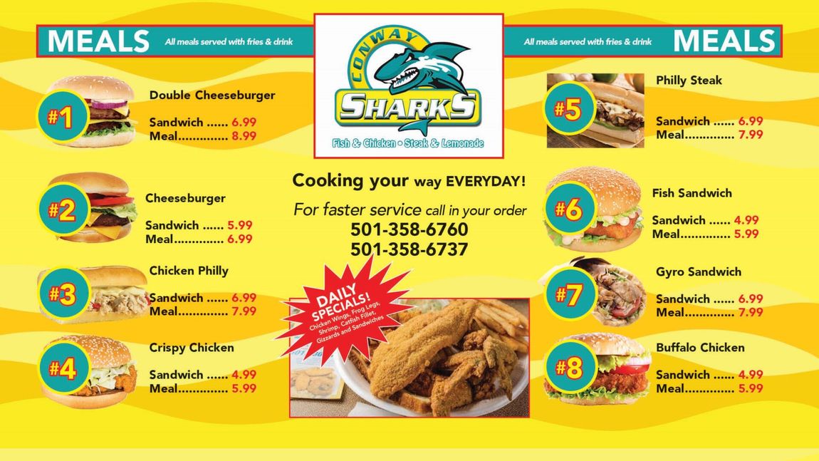 Sharks Of Conway / Menu