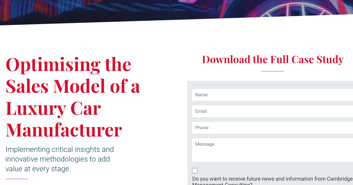 Cambridge Management Consulting > Agency Sales Model