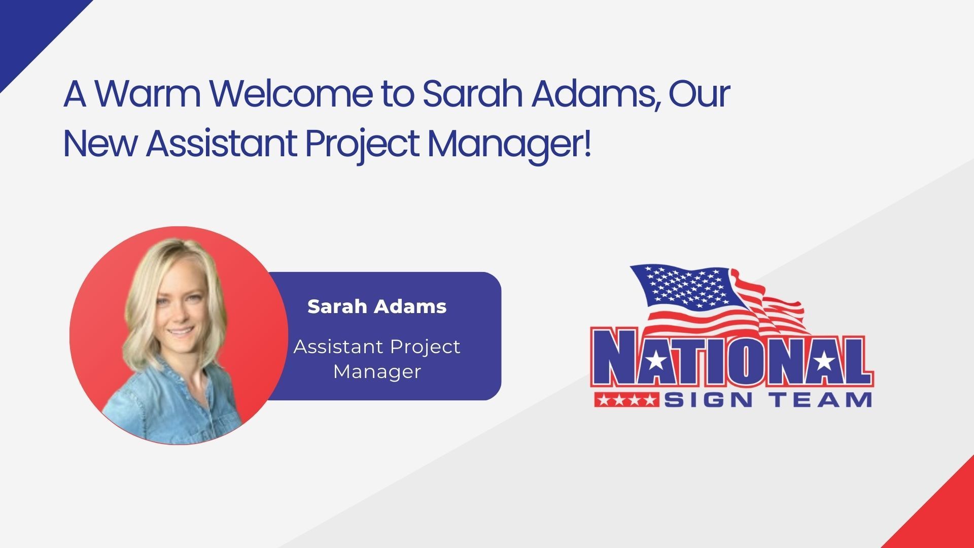 A Warm Welcome to Sarah Adams, Our New Assistant Project Manager
