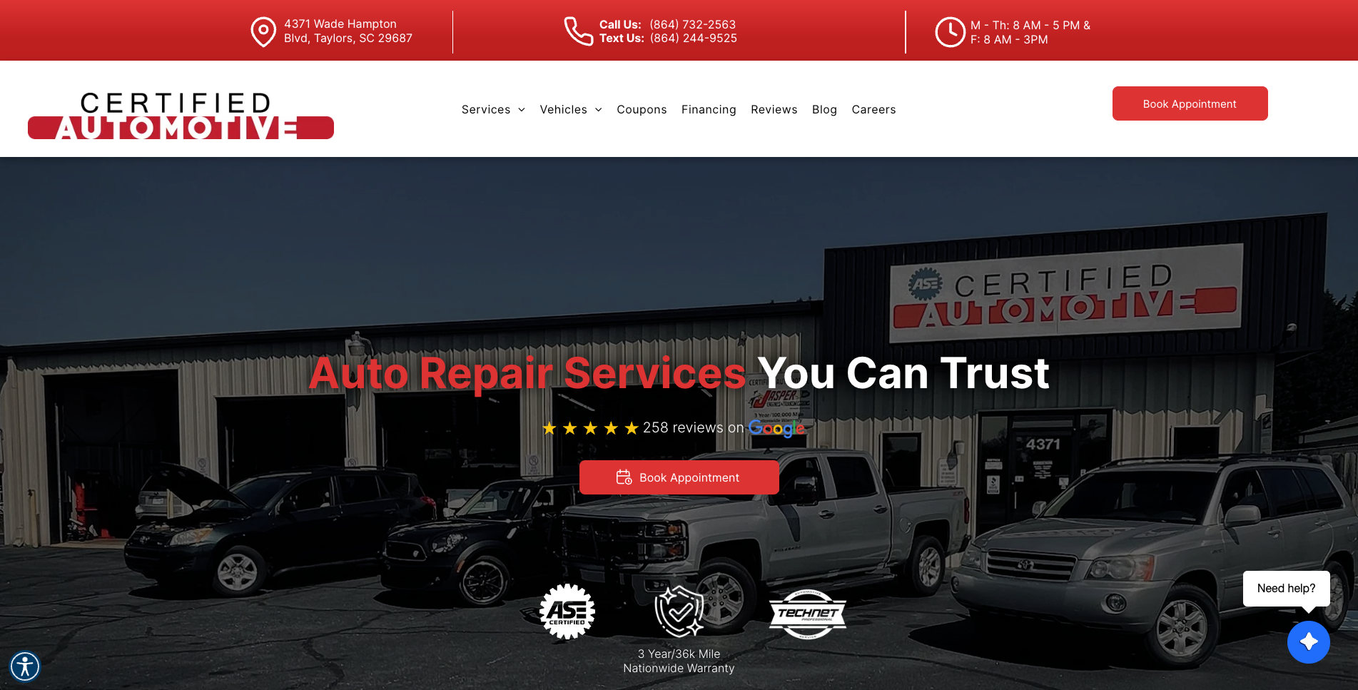 Auto Repair in Taylors, SC | Certified Automotive