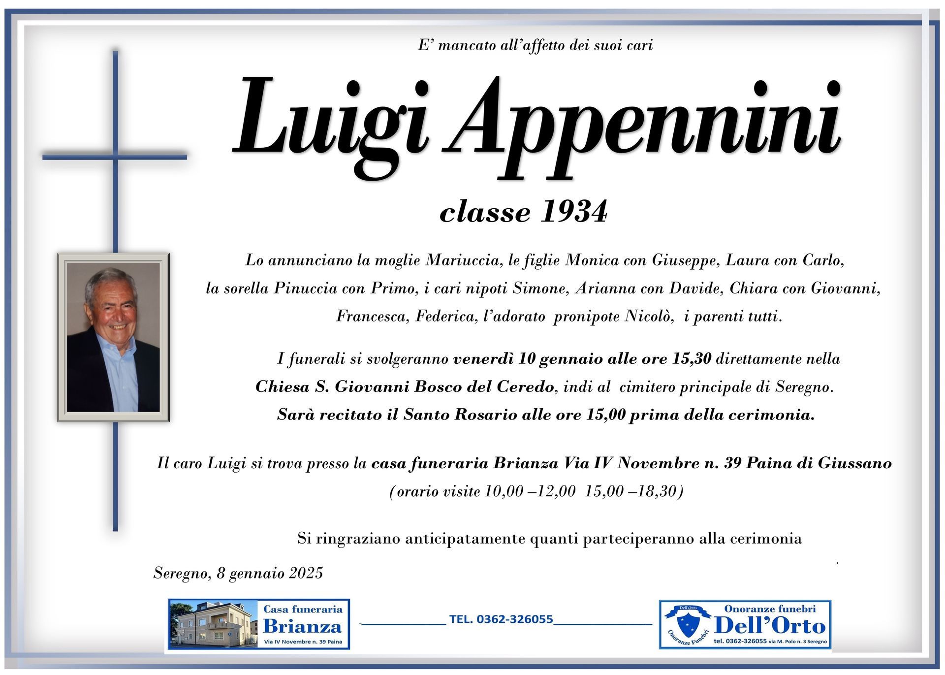 Necrologi a Seregno | O.F. Dell'Orto