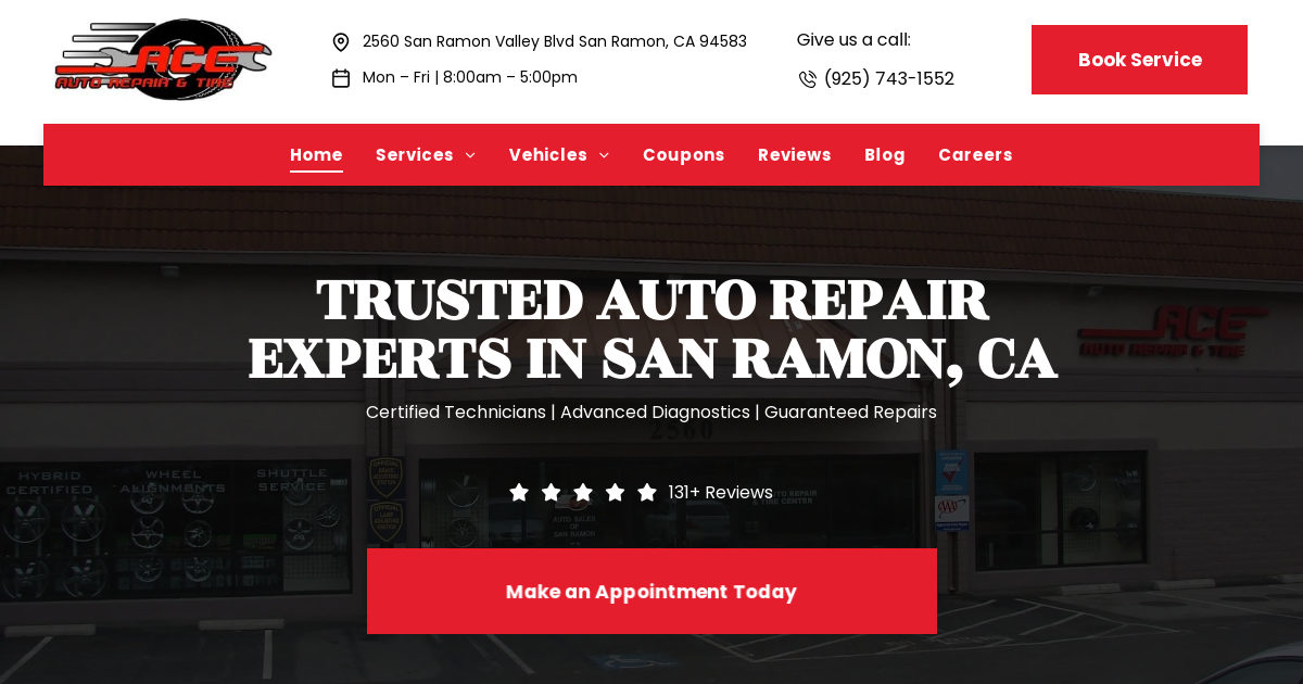 Auto Repair in San Ramon, CA | Ace Auto Repair & Tire