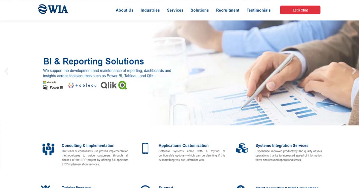 WIA Systems is a global ERP, FSM, CRM & BI services provider.