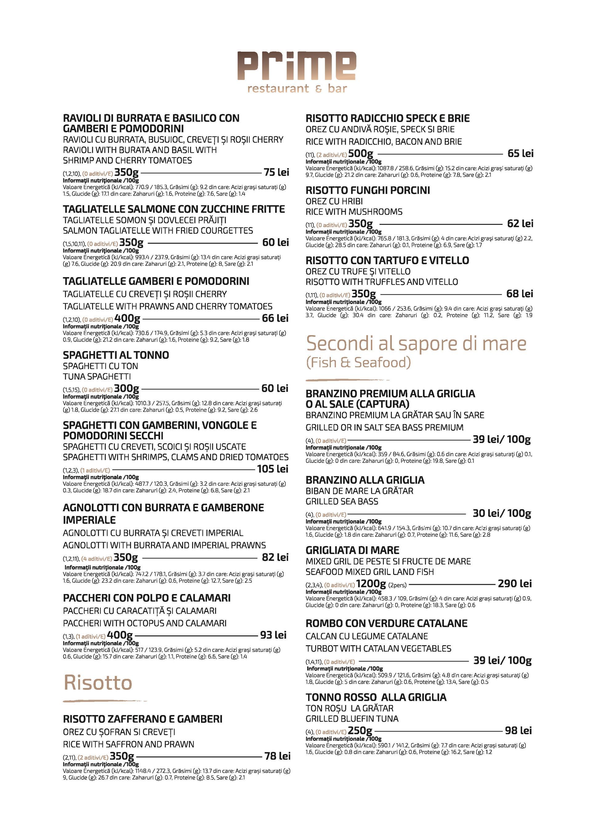 Meniul nostru: Prime Restaurant & Bar - Timișoara (Dumbravita)