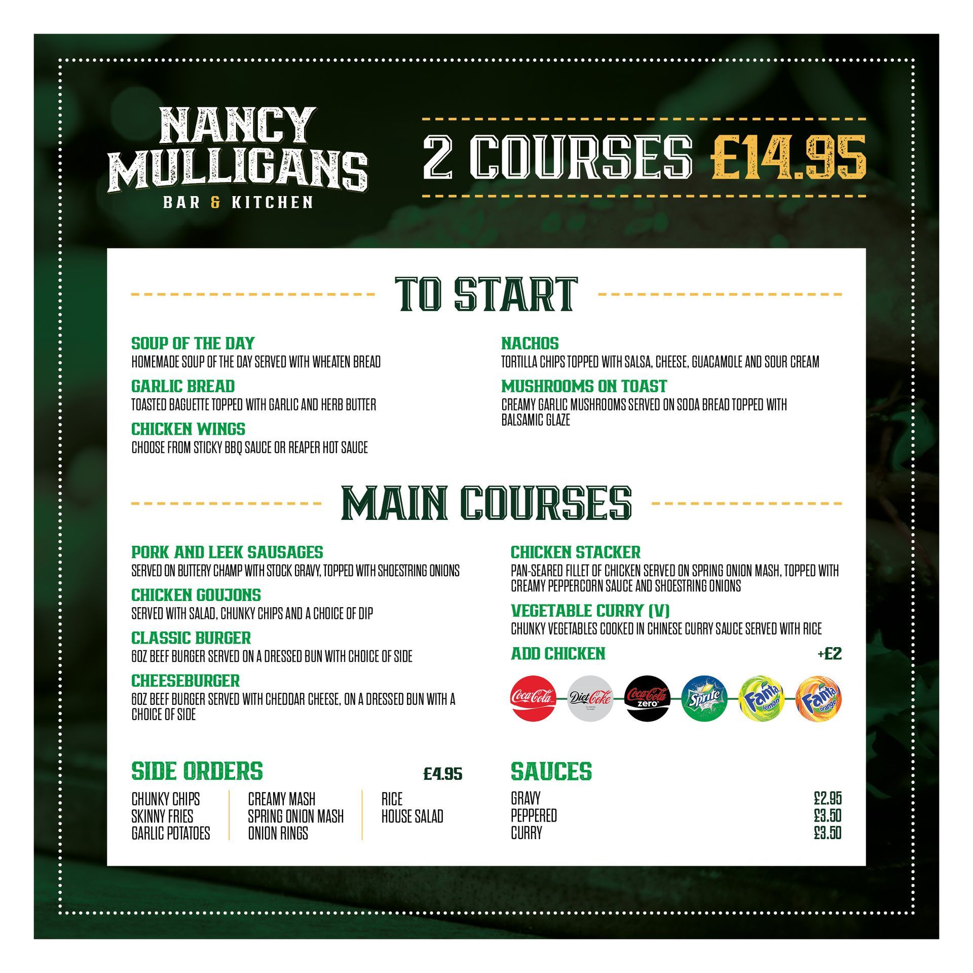 Nancys Kitchen Menus