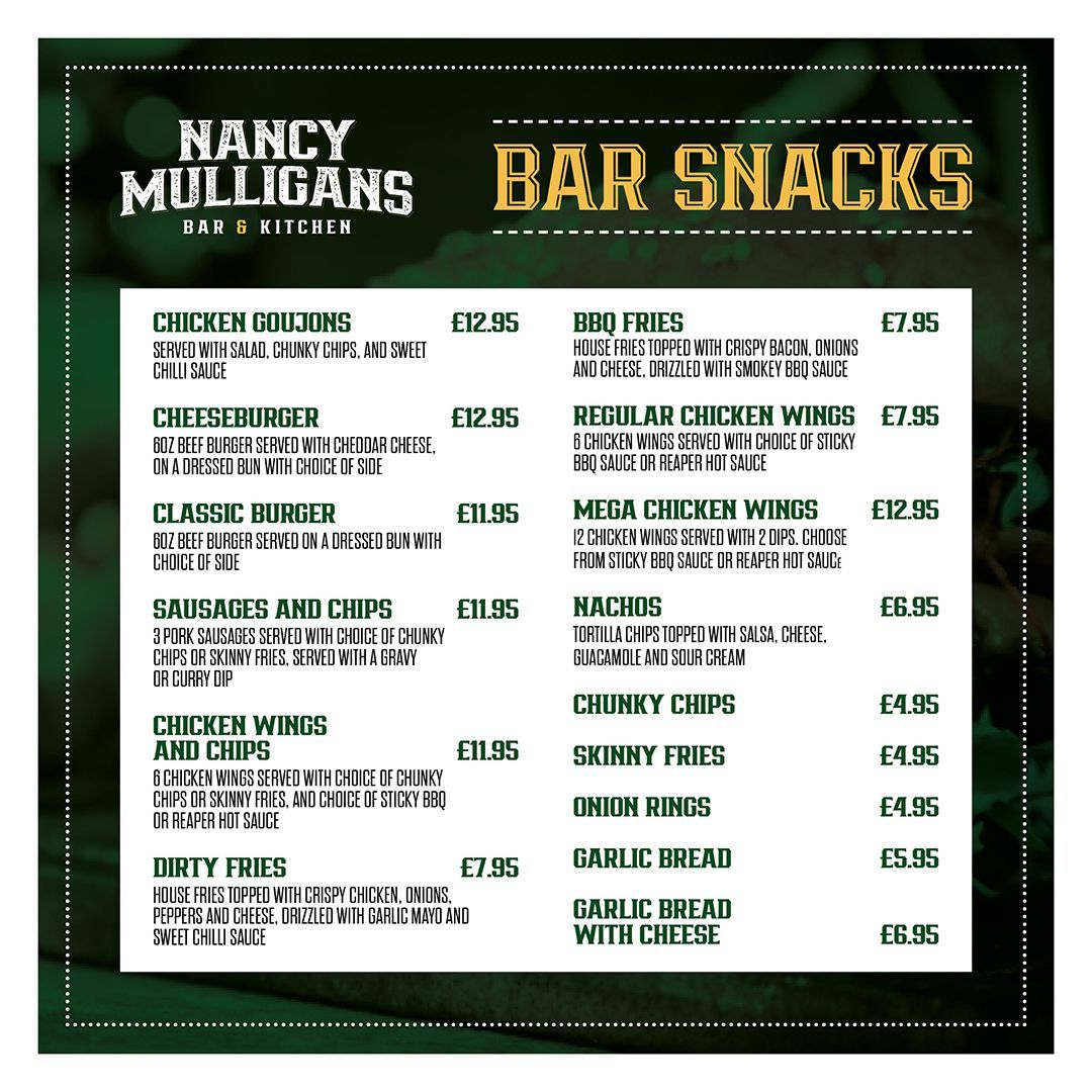 Nancys Kitchen Menus
