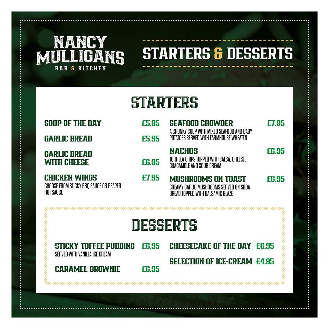 Nancys Kitchen Menus