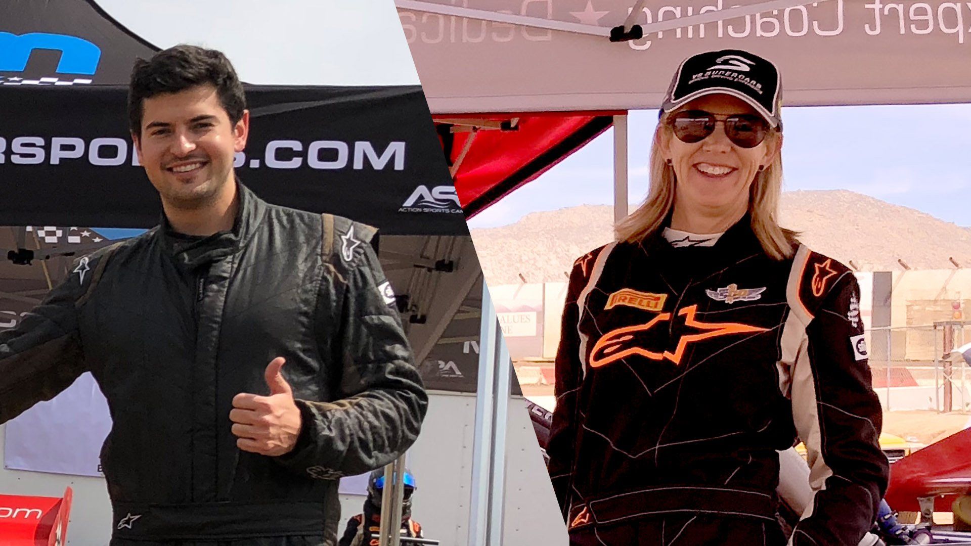 FERRARI CHALLENGE DRIVER LISA CLARK & STUNT WHEELMAN GEORGE JACKSON ...