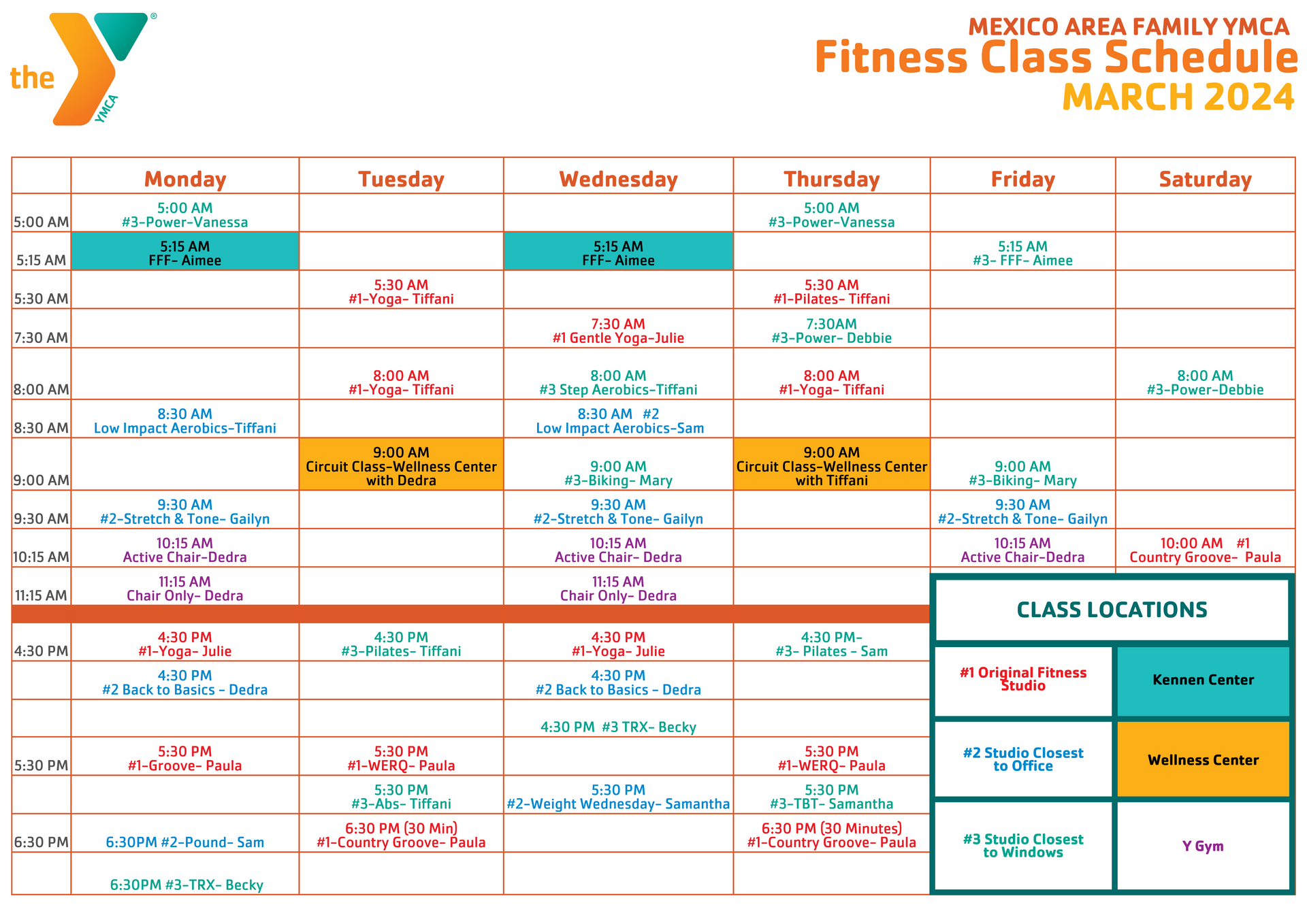 Mexico Area Family YMCA | Fitness Class Schedules