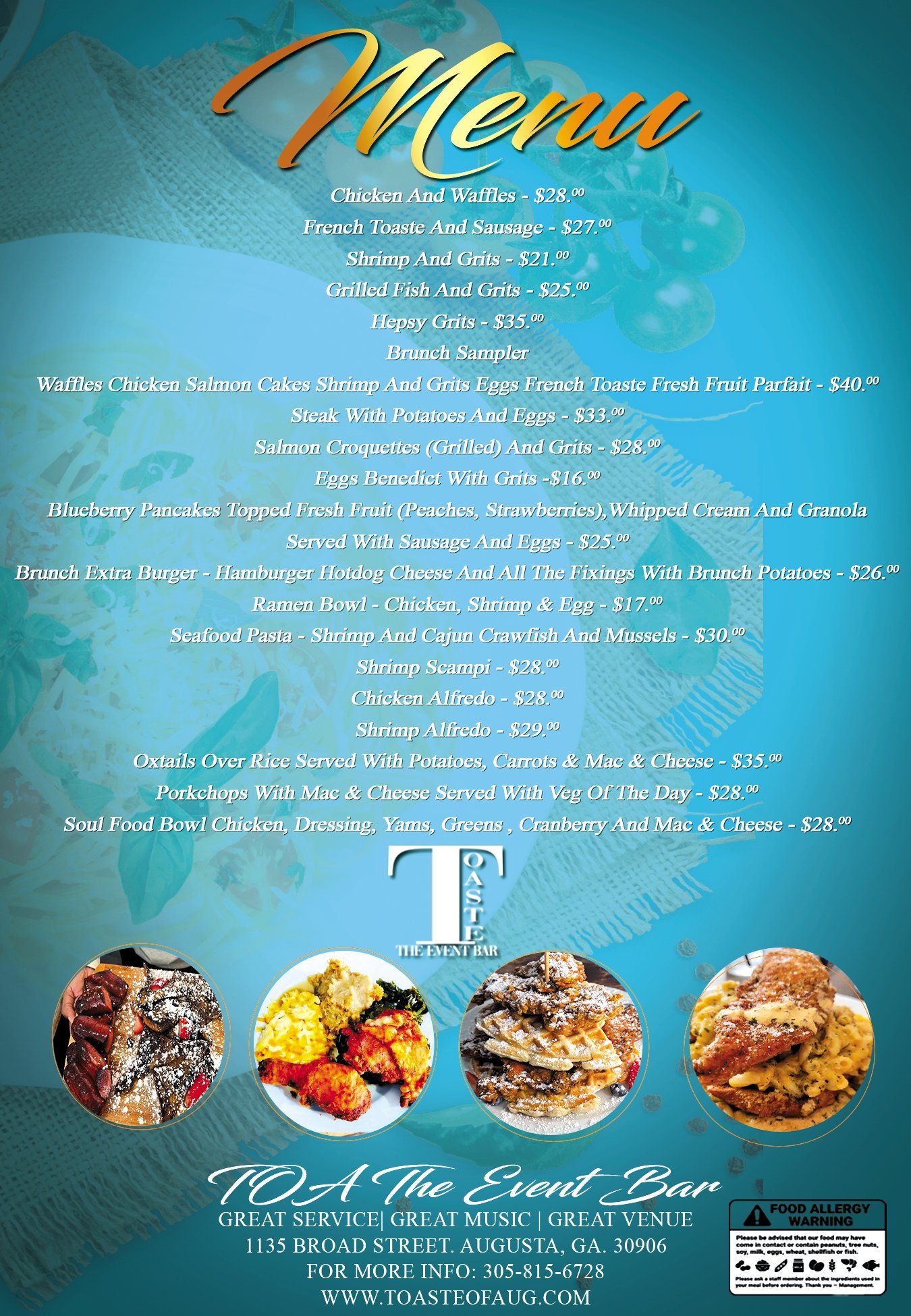 Brunch and Dinner Restaurant Downtown Augusta | Augusta, GA | Toaste