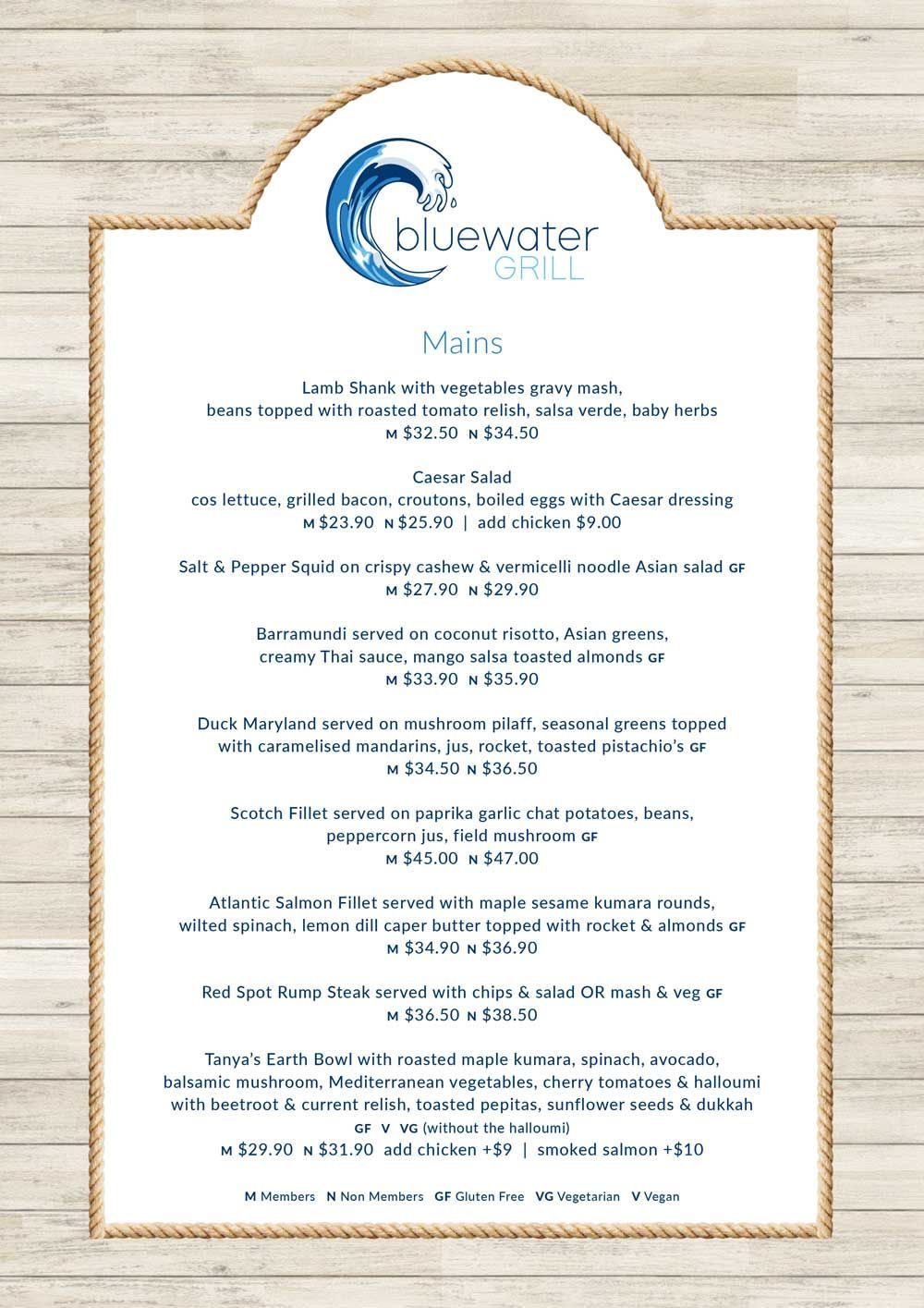 Our Menu | Bluewater Grill