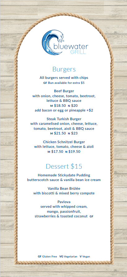 Our Menu | Bluewater Grill