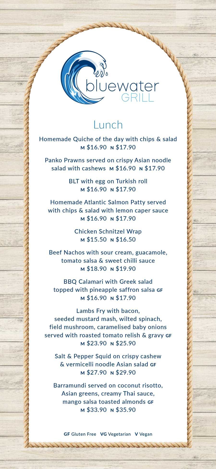 Our Menu | Bluewater Grill