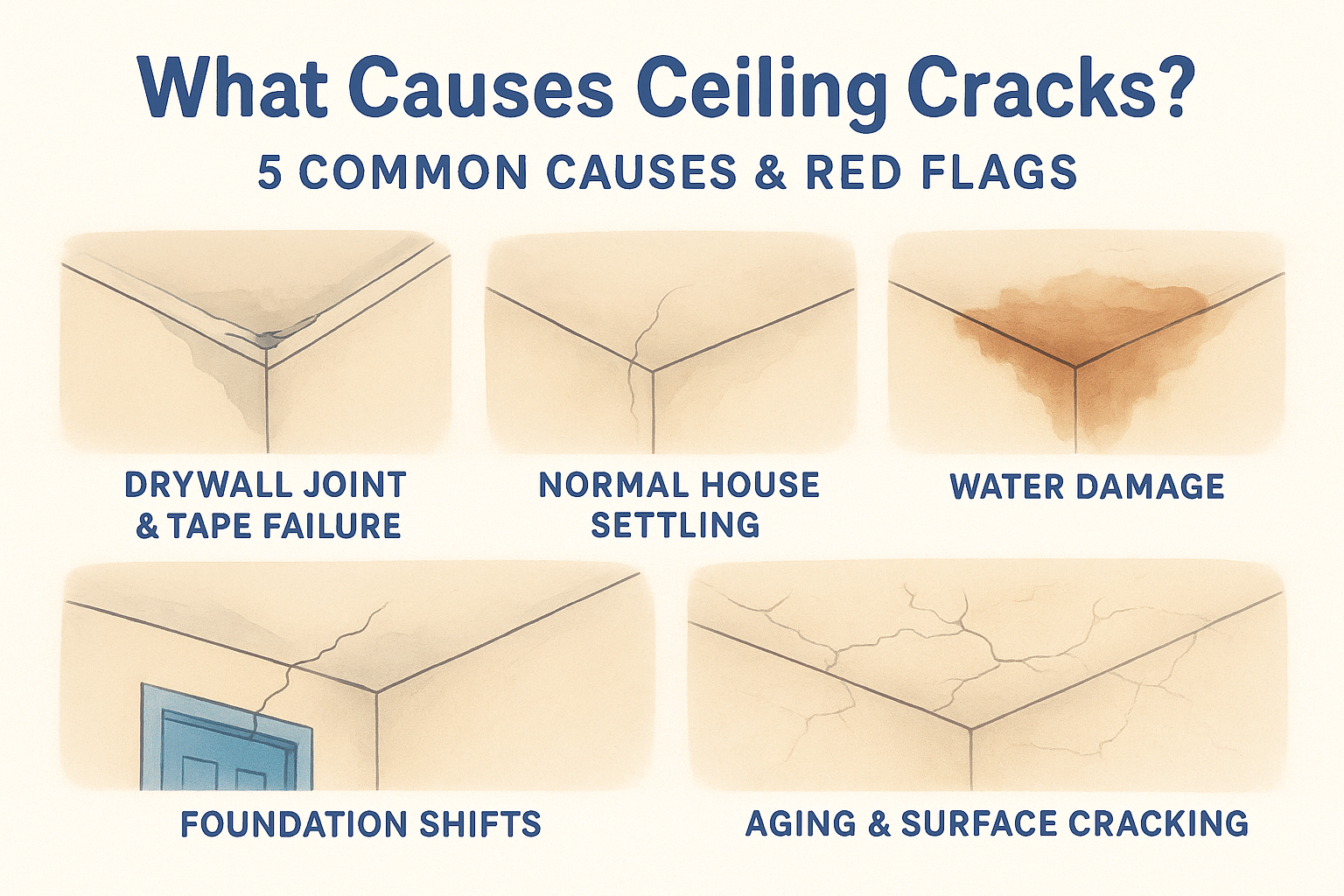 What Causes Ceiling Cracks? 5 Common Causes & Red Flags