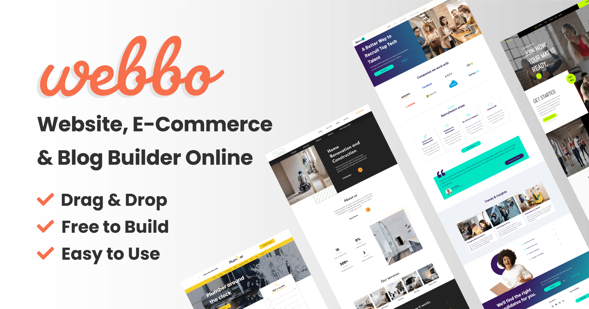 Webbo - Free Website, E-Commerce & Blog Builder Online