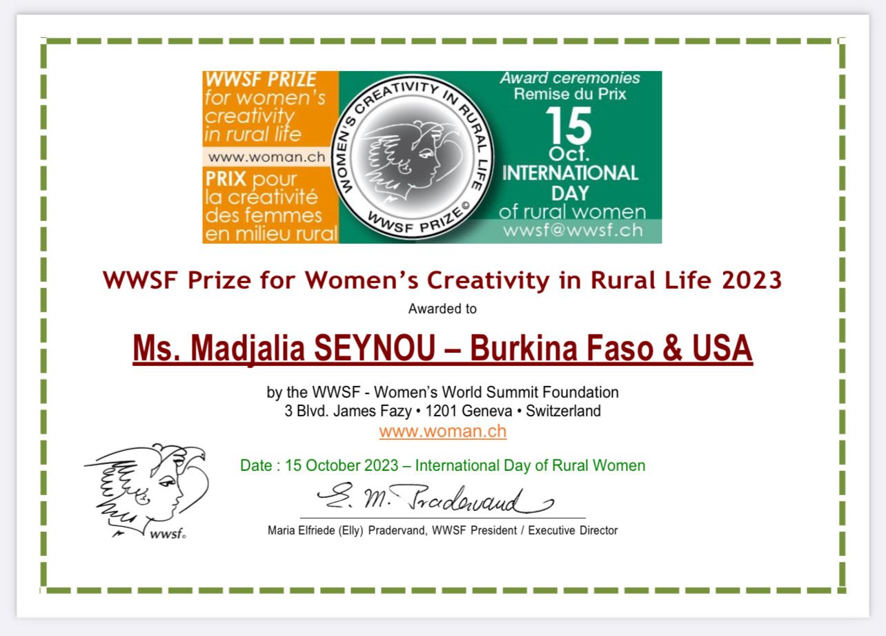 Madjalia Seynou 2023 Women Creativity in Rural Life Awardee