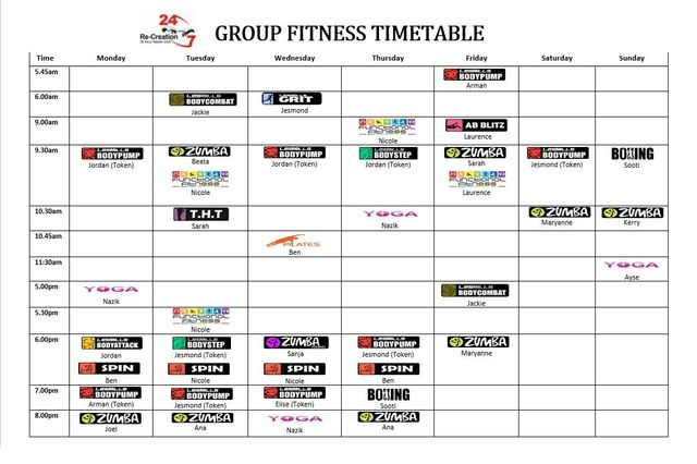 Fitness Timetable