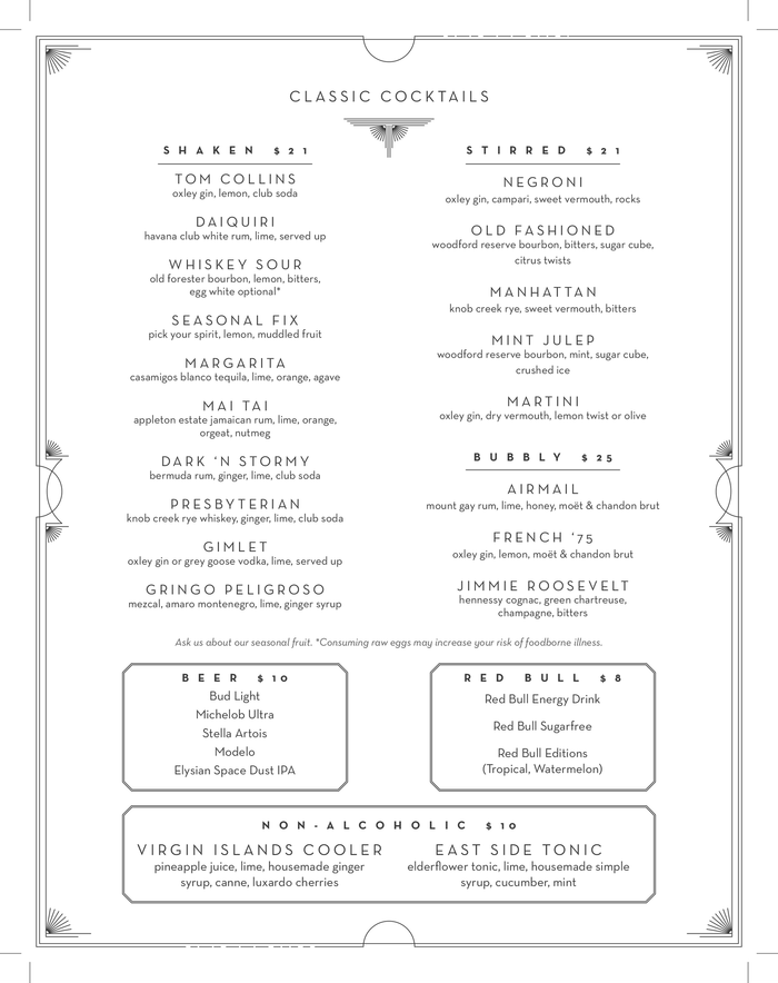 Explore Rosina Cocktail Lounge's Exquisite Menu | Rosina Las Vegas