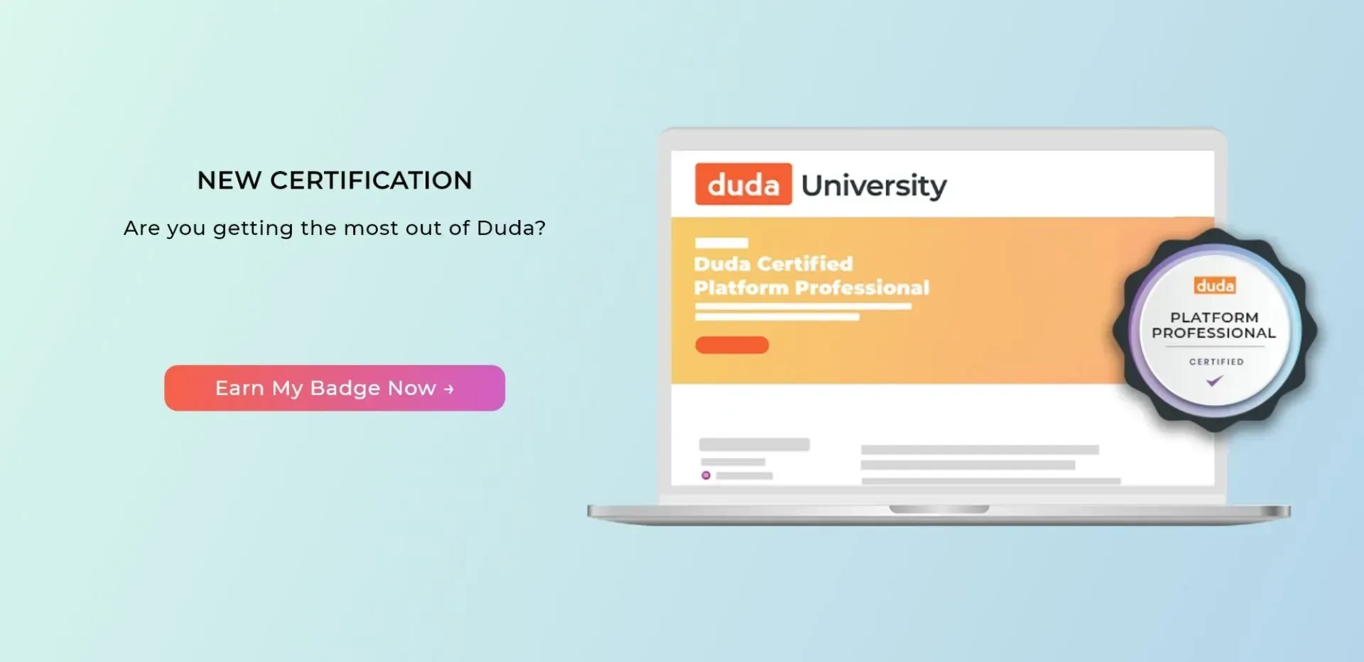 New Duda U Certification: Platform Professional