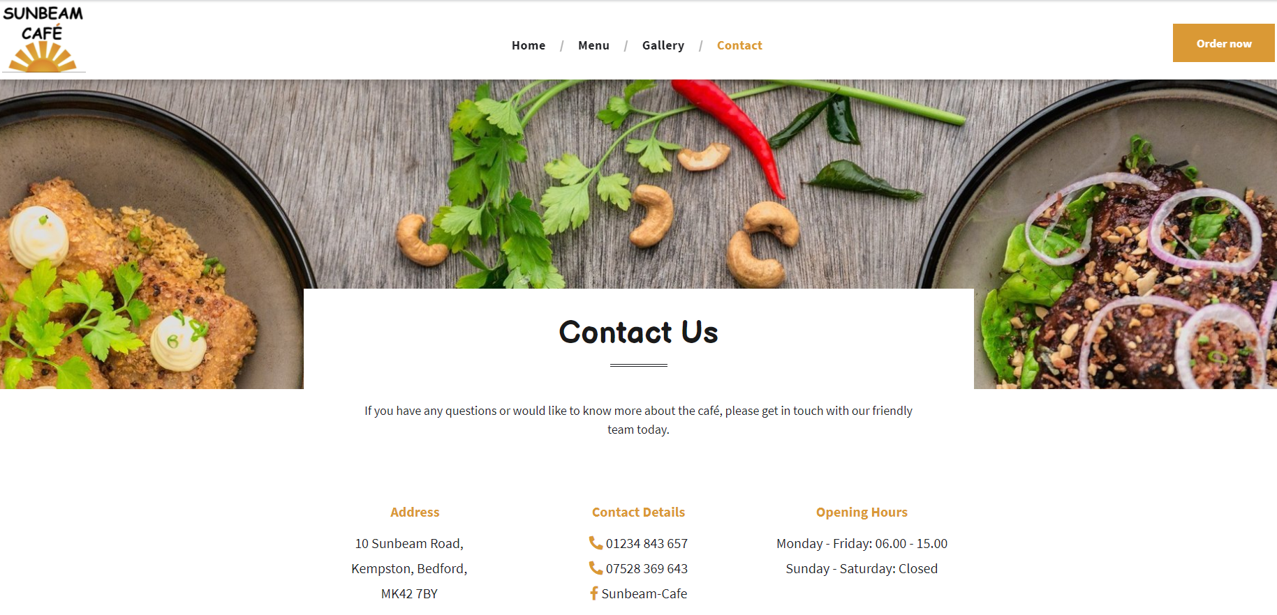 Contact Us | Sun Beam Cafe