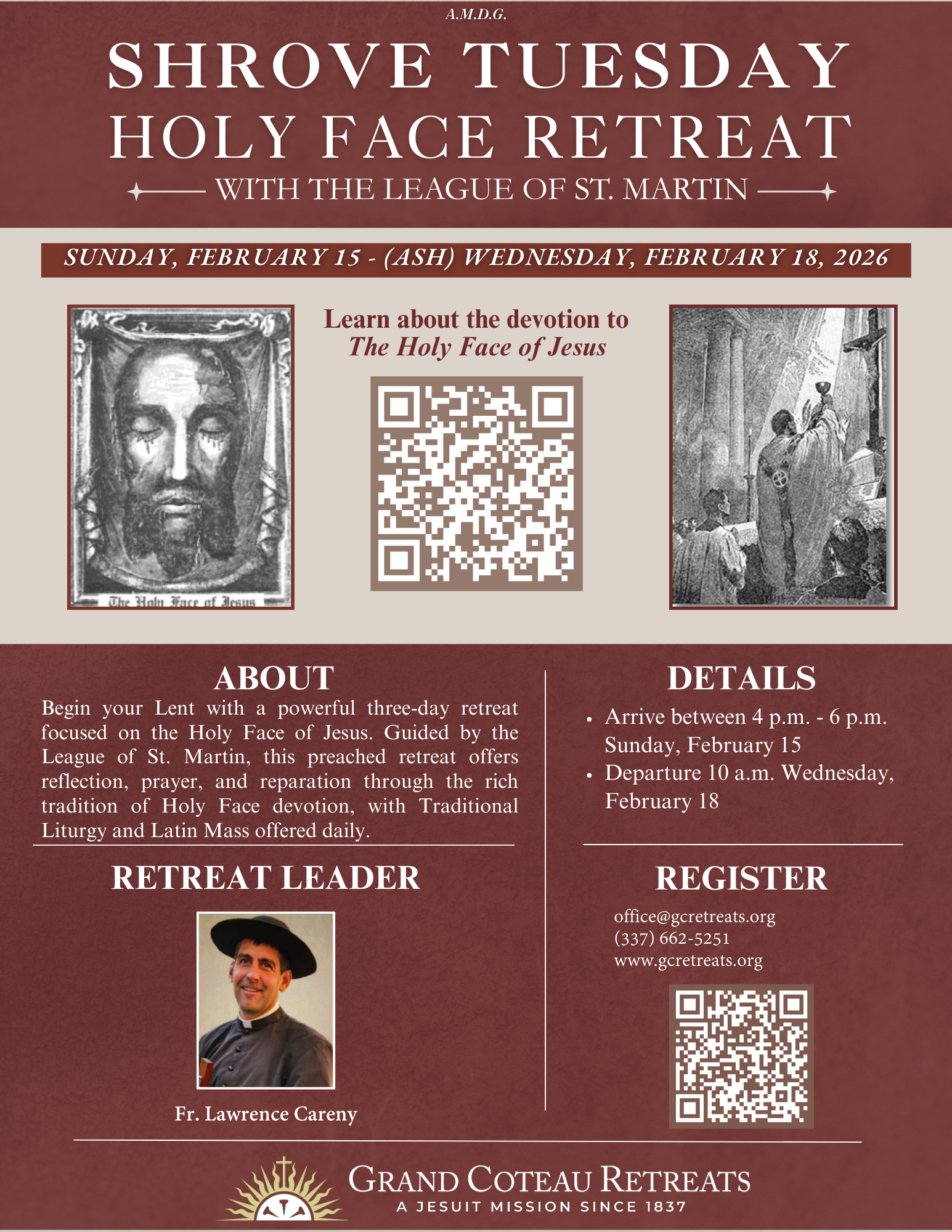 Shrove Tuesday Holy Face Retreat