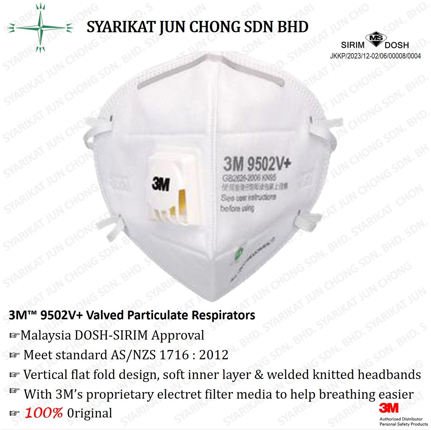 3M™ 9502V+ Valved Particulate Respirators