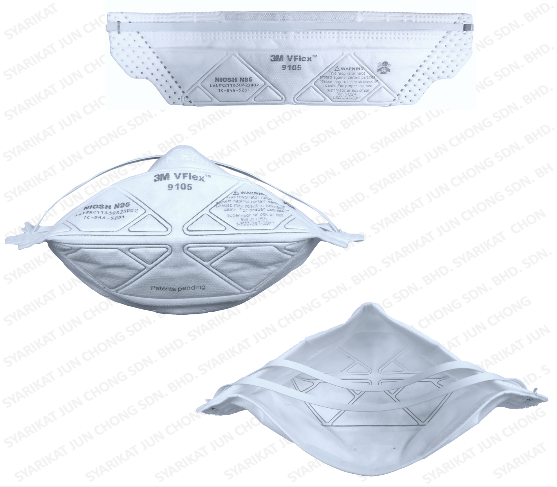 3M™ 9105 VFlex Folded Particulate Respirators (N95)
