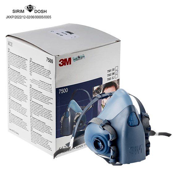 Respirator 3M™ 7502 Double Cartridge Silicone Half Face Piece Reusable ...