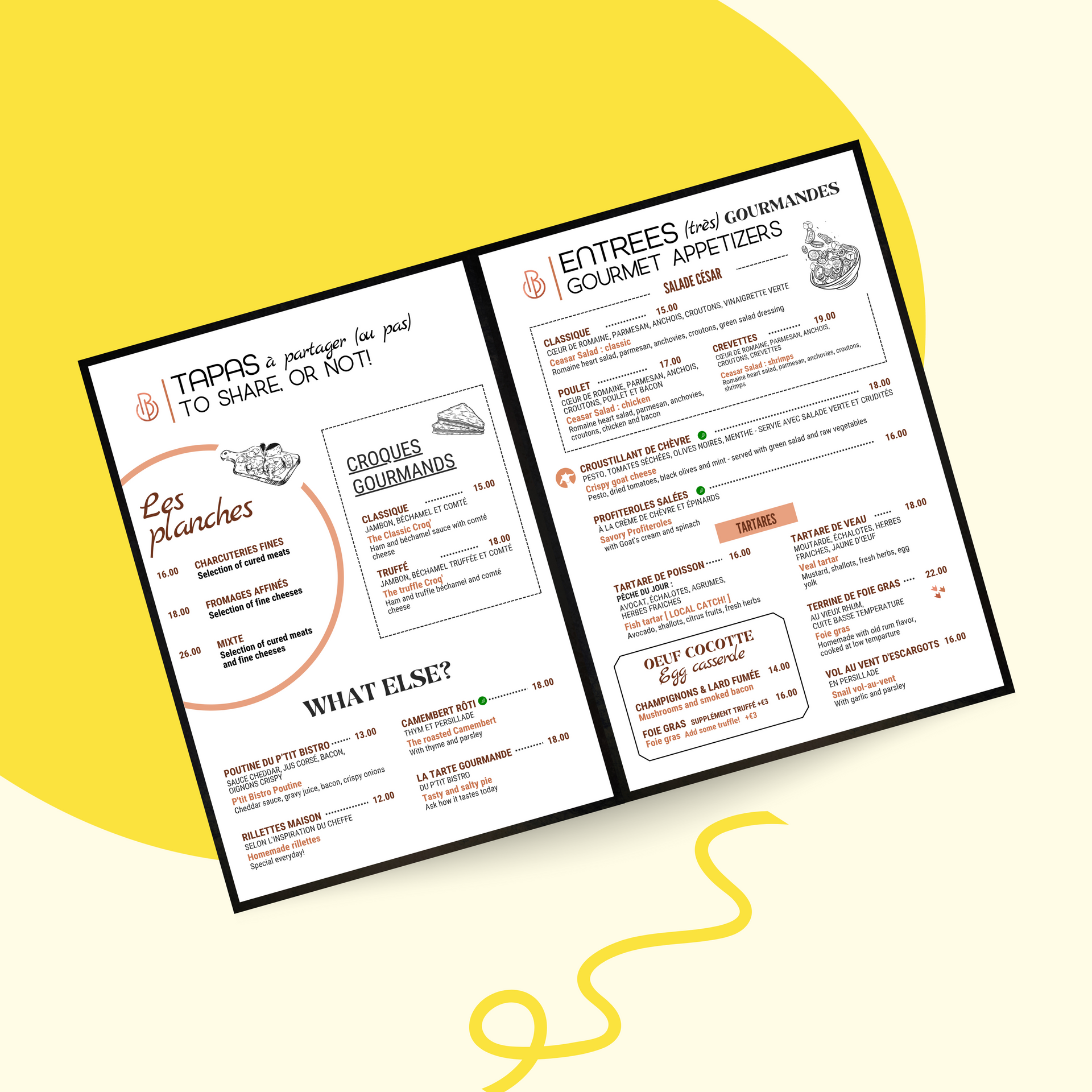 Menus pour restaurants | Portfolio | Bonjour Success