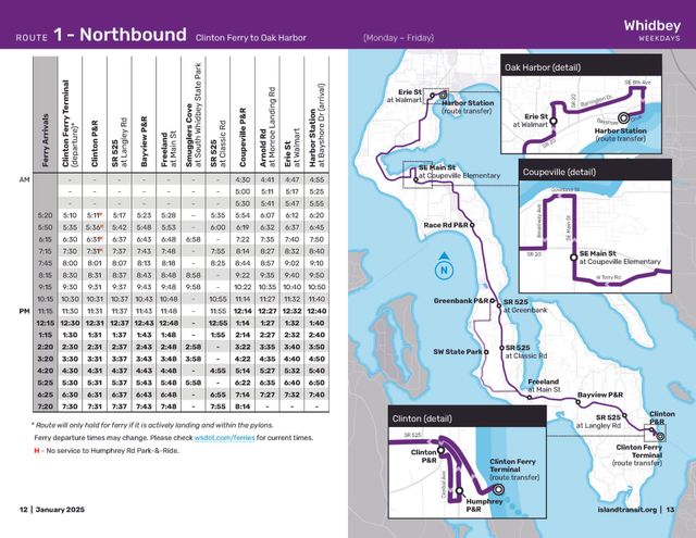 Whidbey Island Bus Map