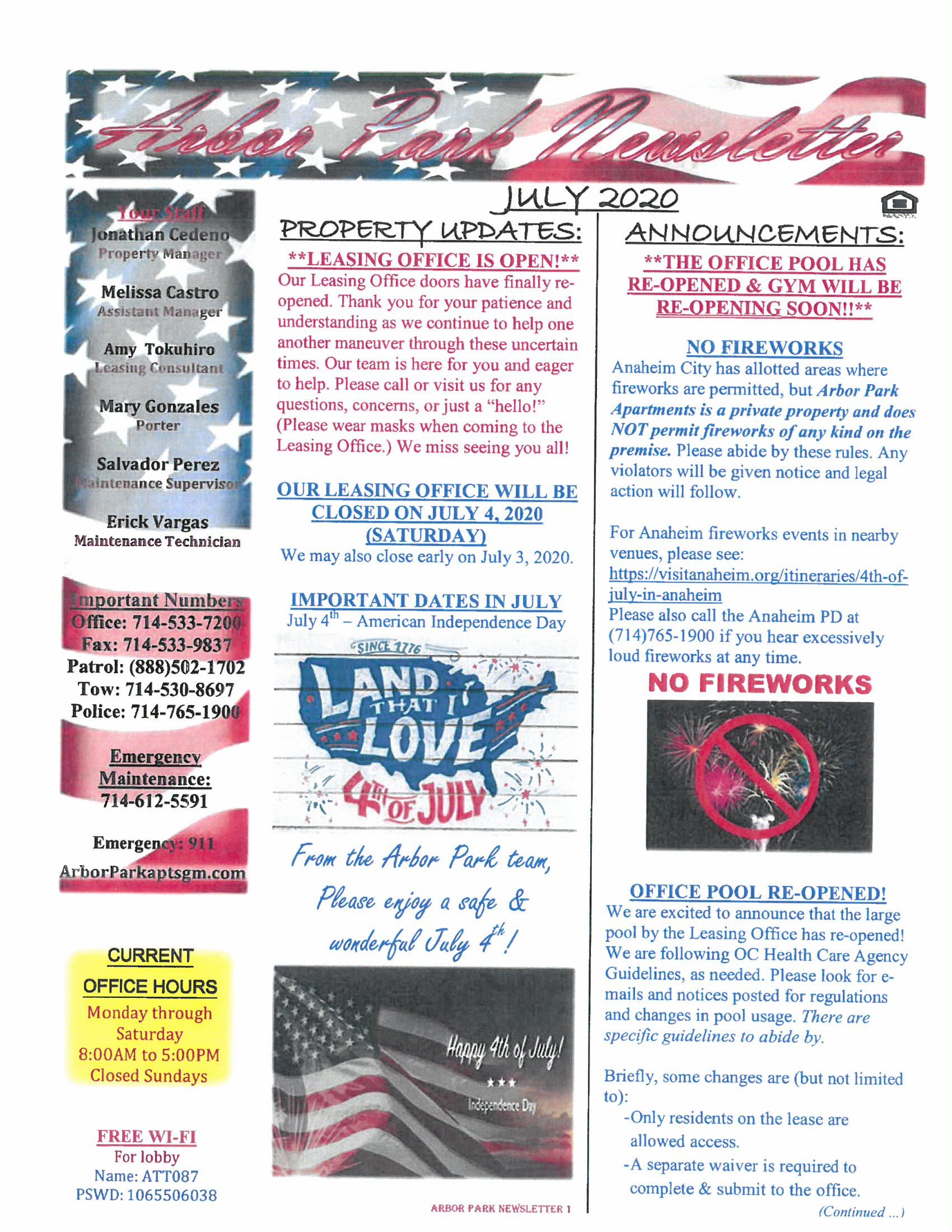 Resident Newsletter - July