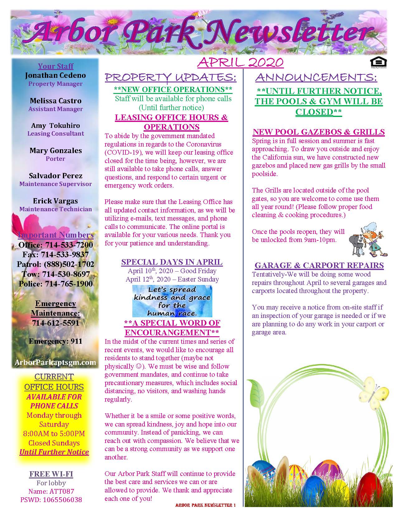 Resident Newsletter - April