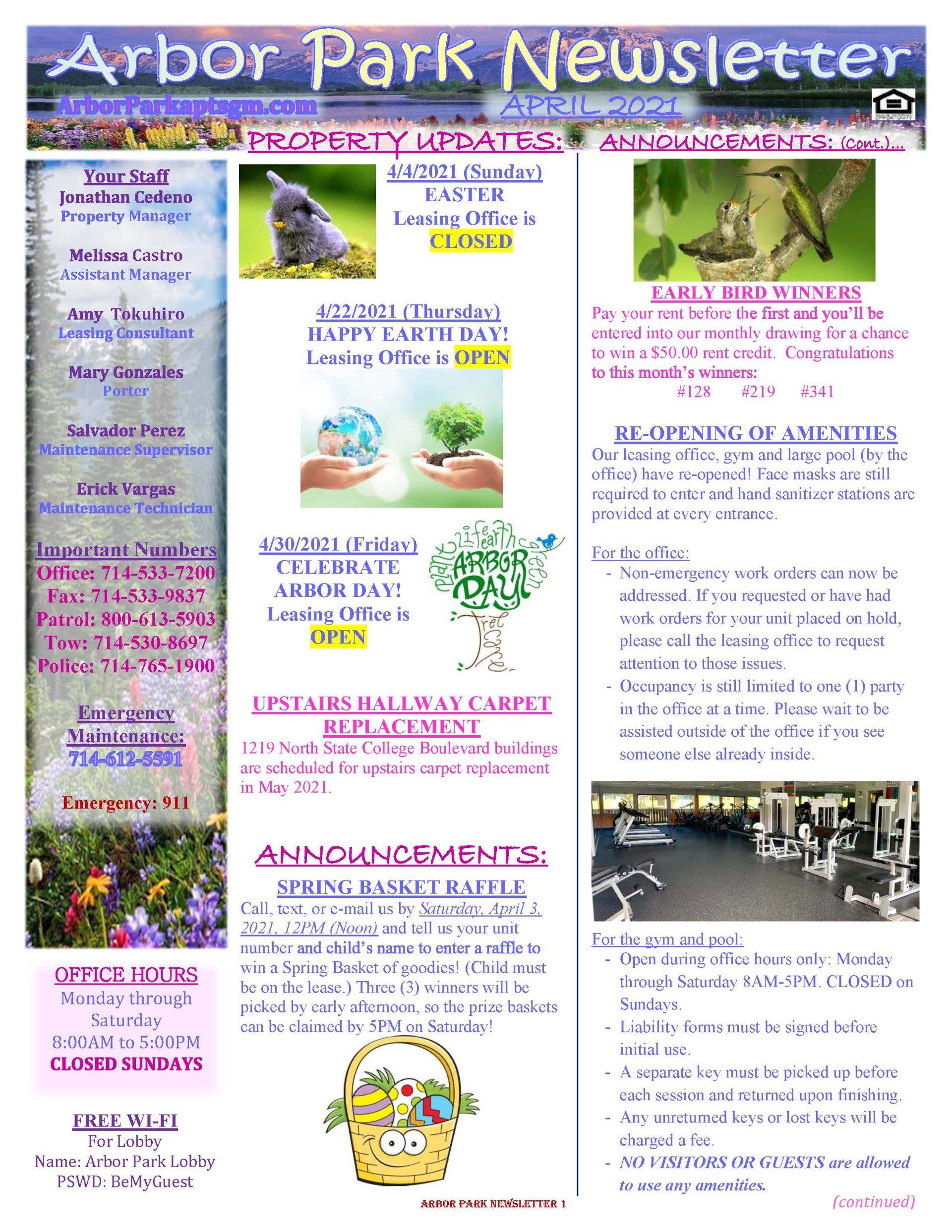 Resident Newsletter - April