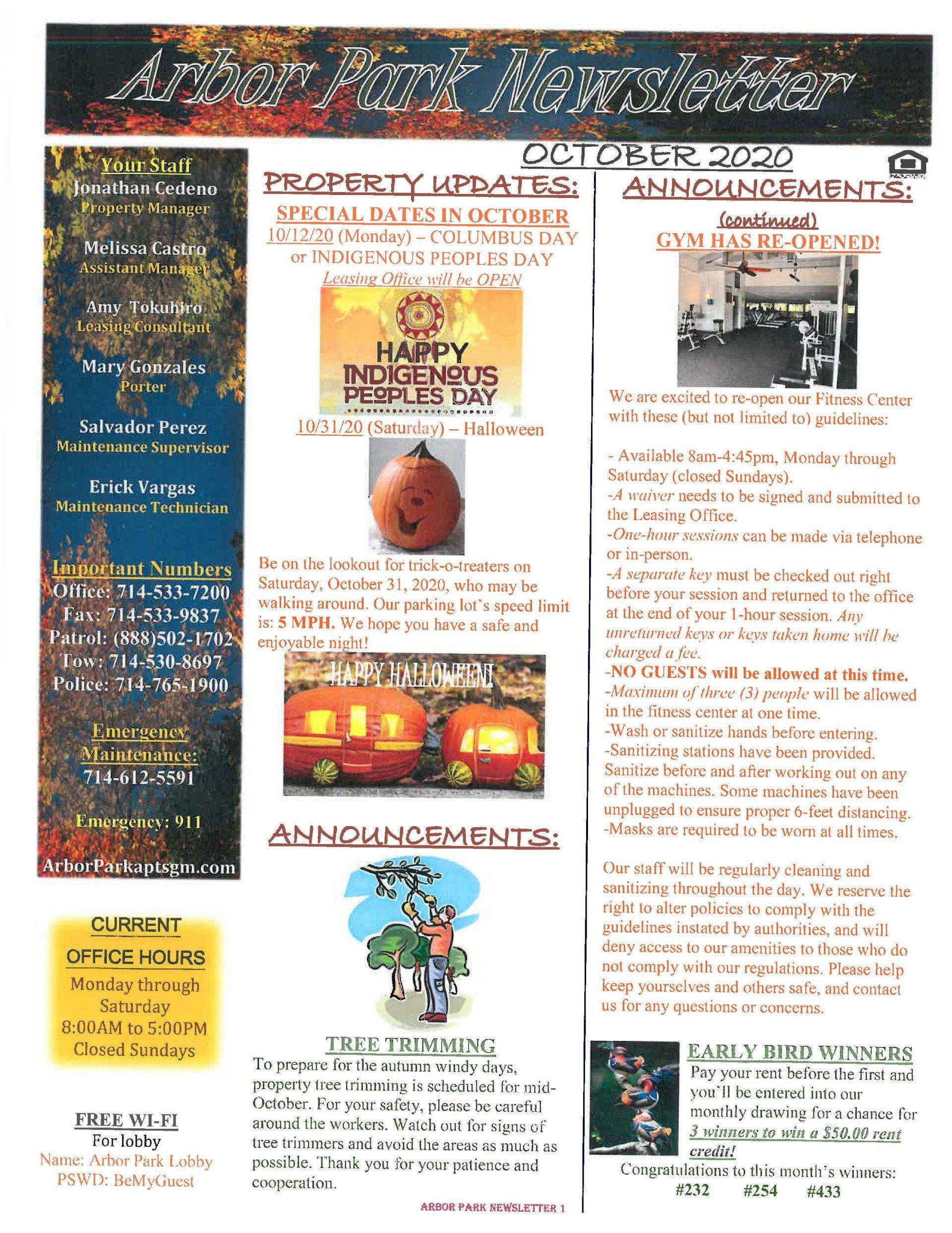 Resident Newsletter - October