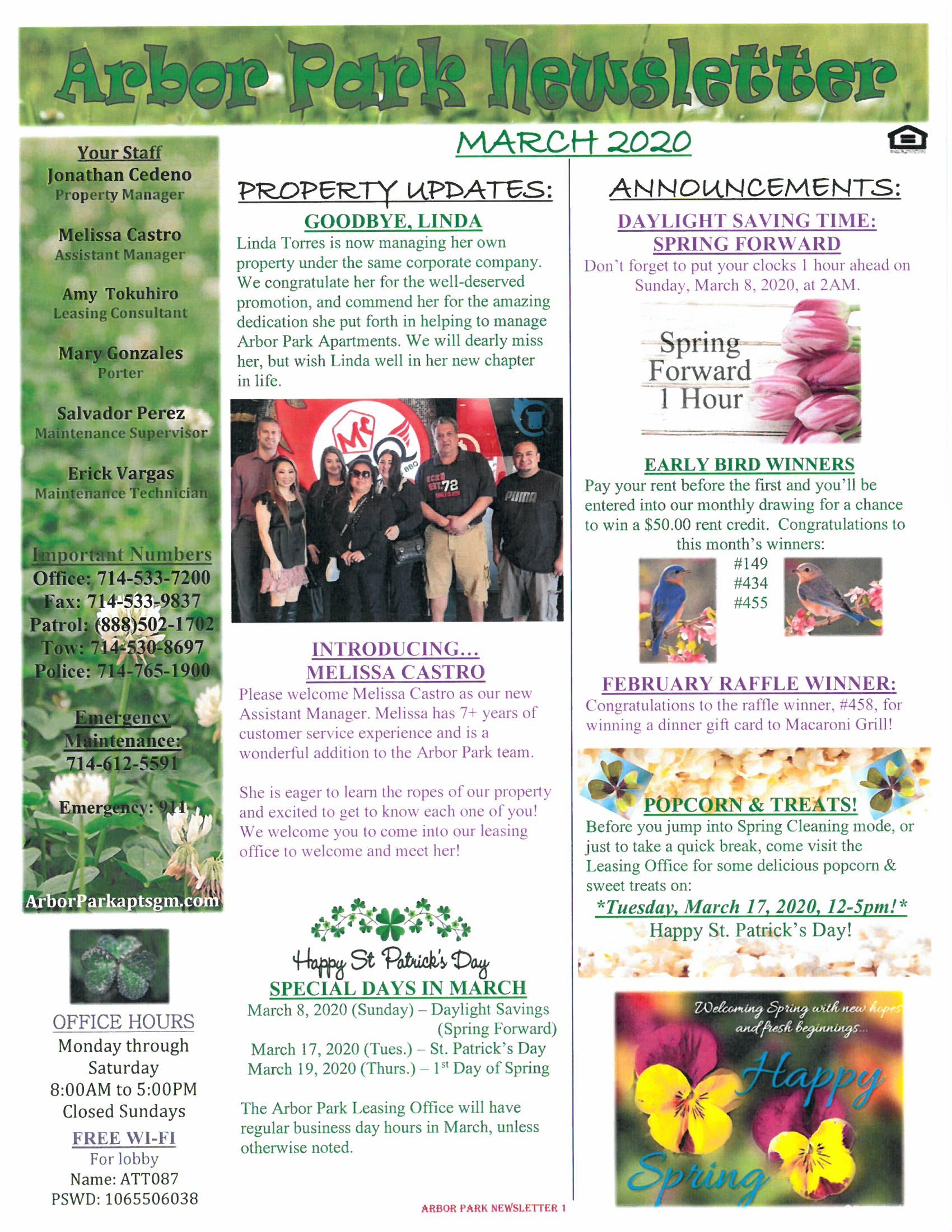 Resident Newsletter - March