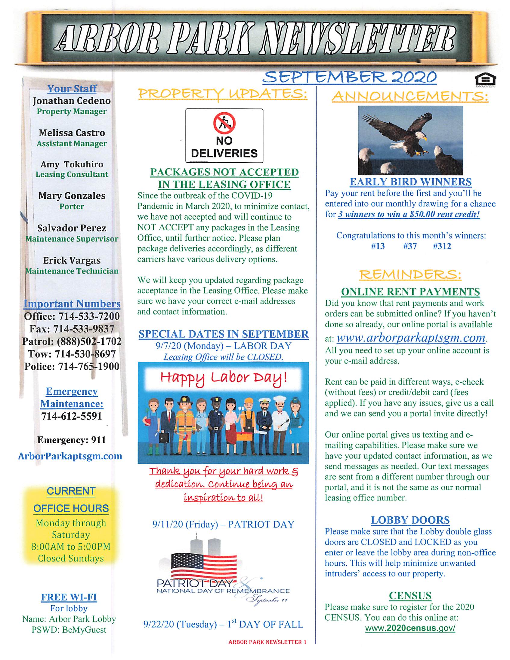 Resident Newsletter - September