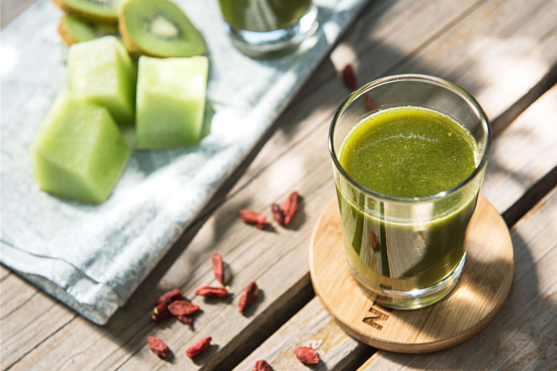 Công thức sinh tố Dưa lưới kiwi cốt dừa