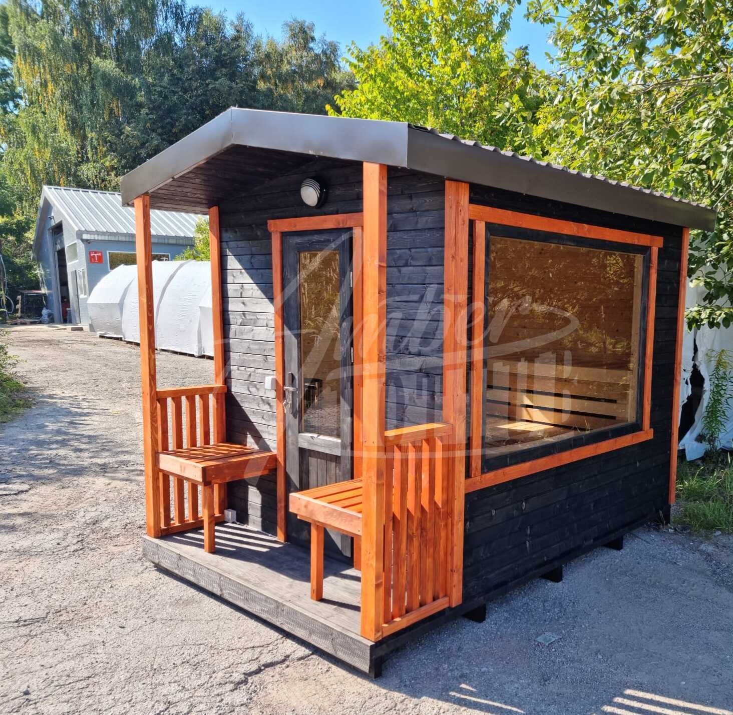 Square Shape Sauna With Two Slope Roof or One Roof (With Double Walls)