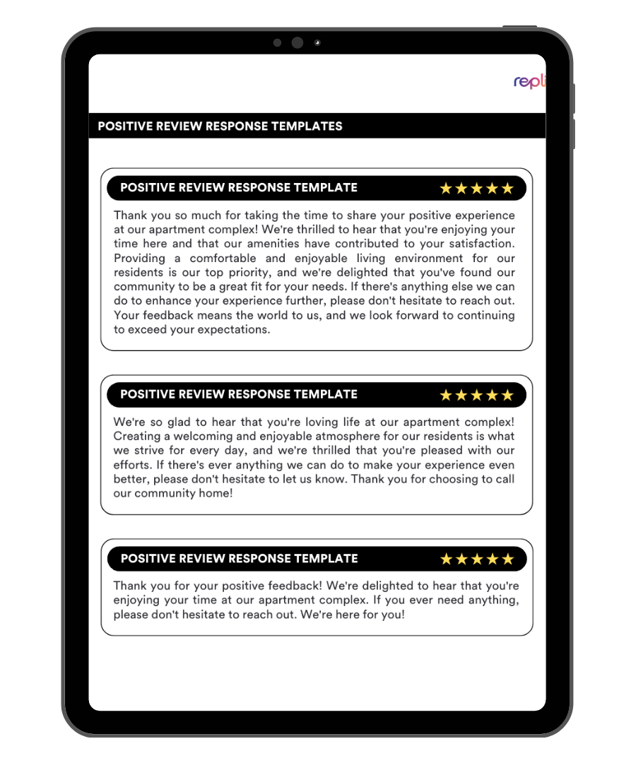 Resident Review Responses for Multifamily Marketing