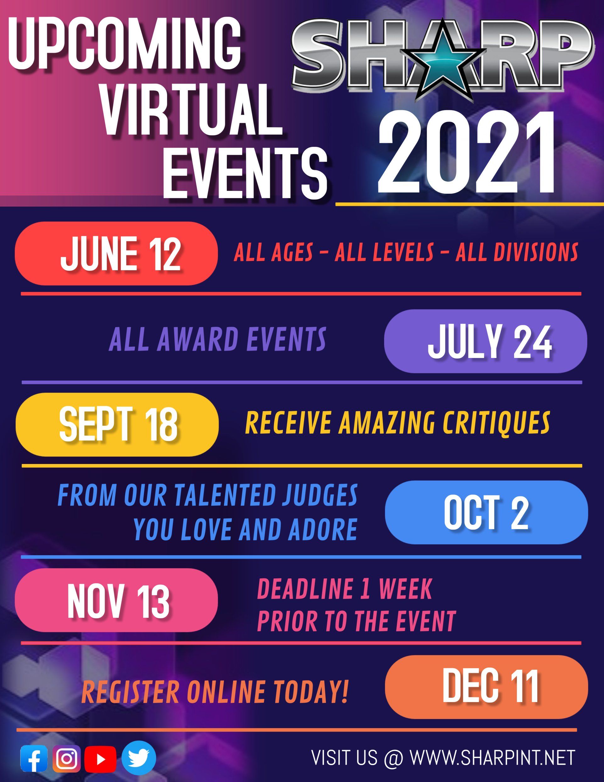 SHARP International Upcoming Events Page