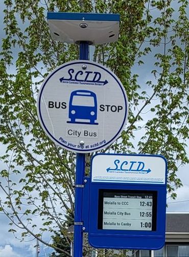 Blue Bus Stop Sign