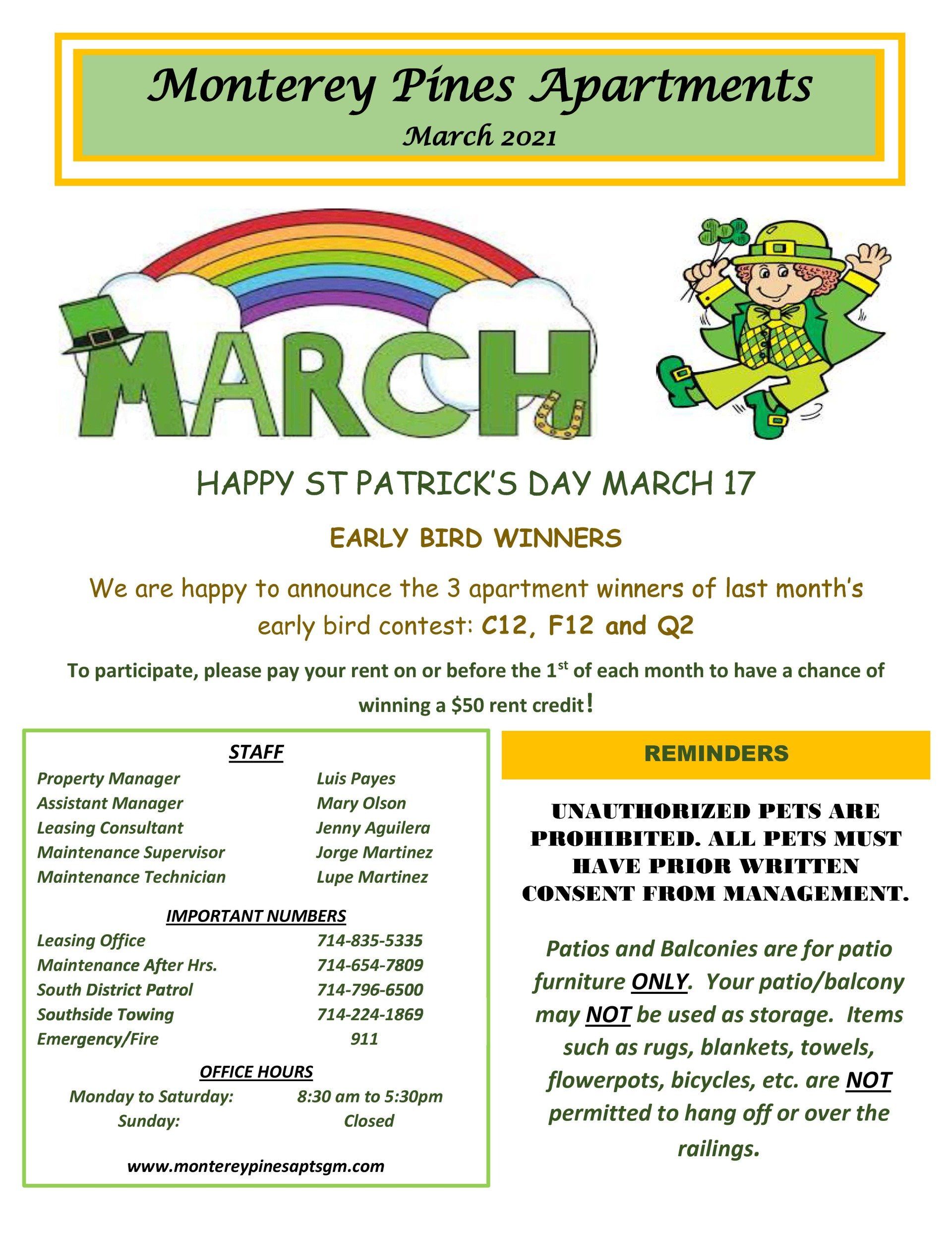 Resident Newsletter - March
