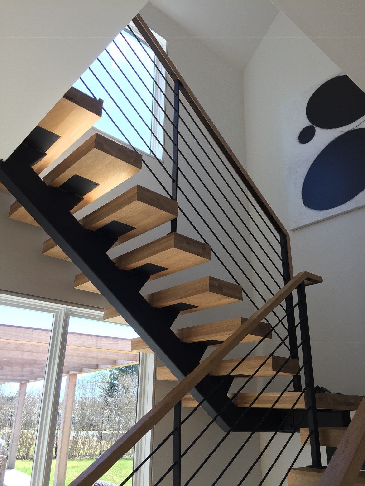 Straight Single Stringer Staircase Design | Acadia Stairs